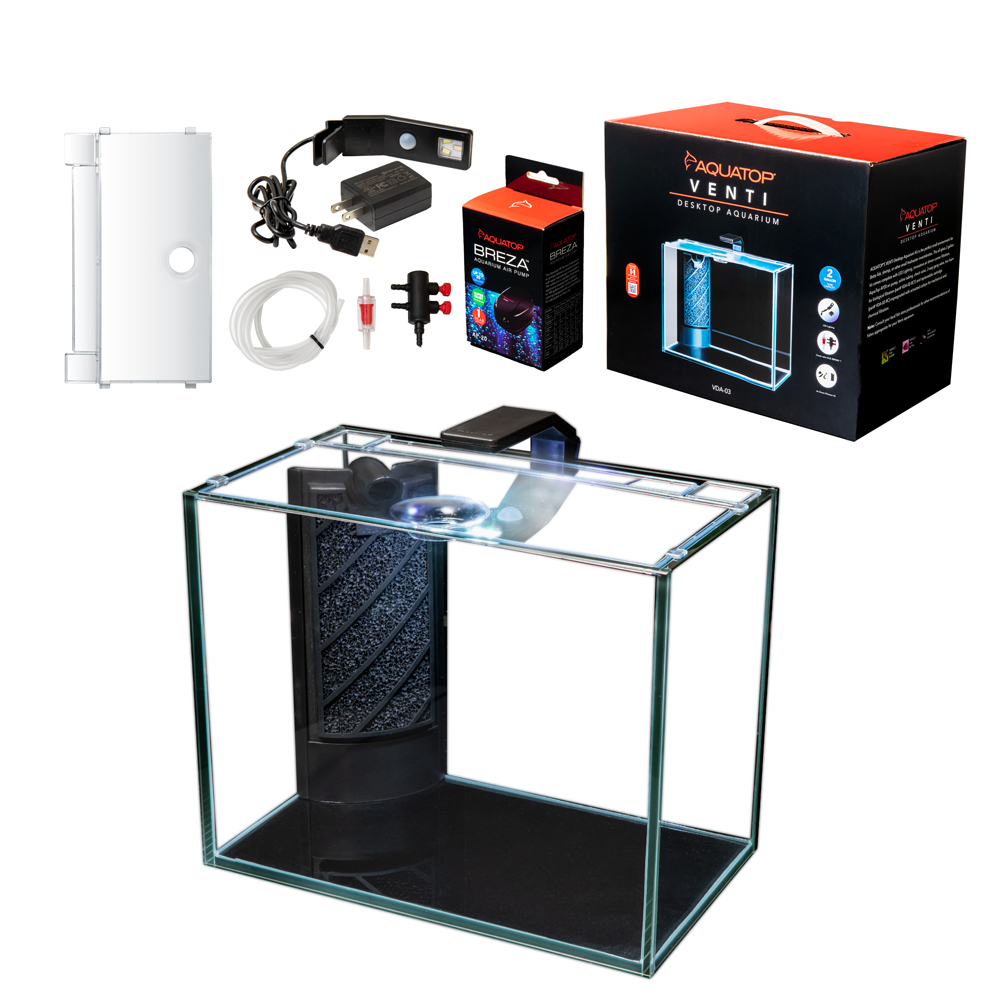 AQUATOP VDA-03 Venti Professional Showcase 2-Gallon Glass Aquarium Kit ...