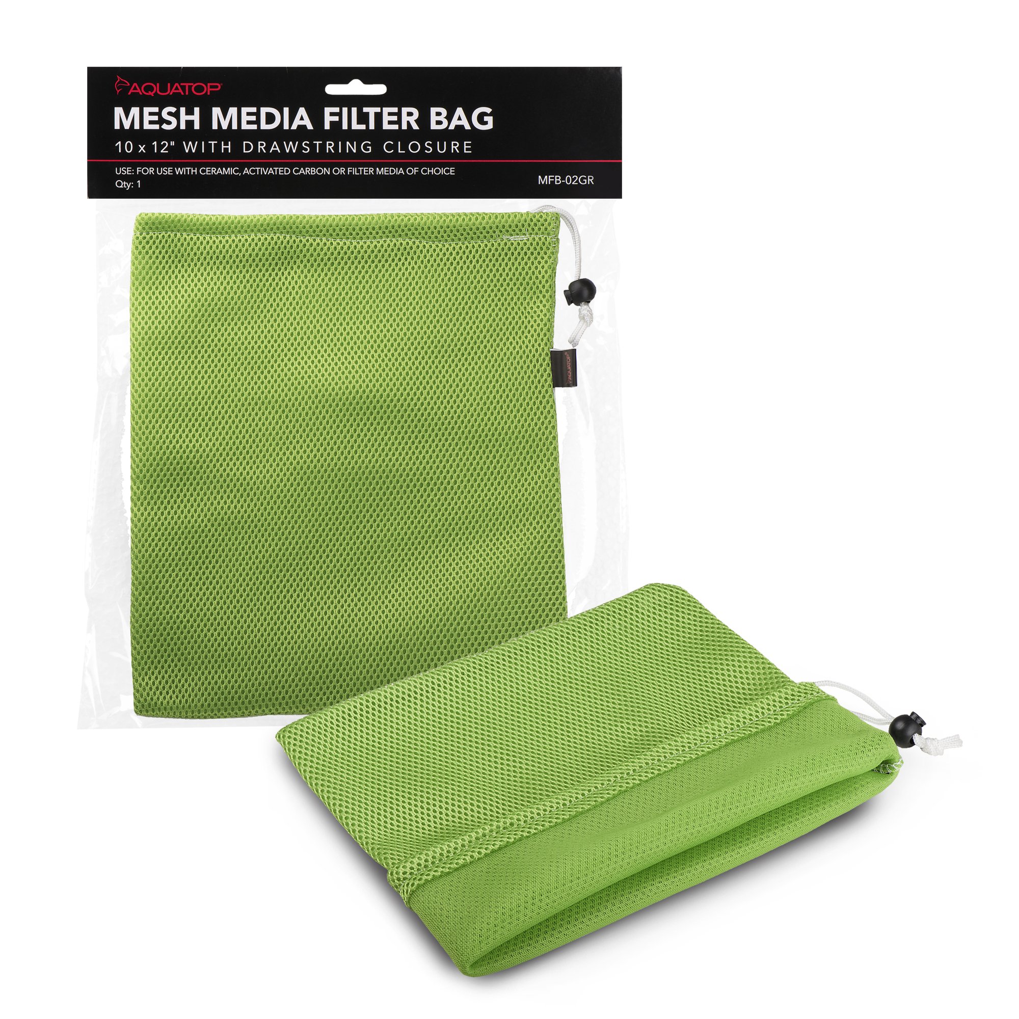 AQUATOP MFB-02GR 10"x12" Mesh Filter Media Bag with Drawstring : Aquatop