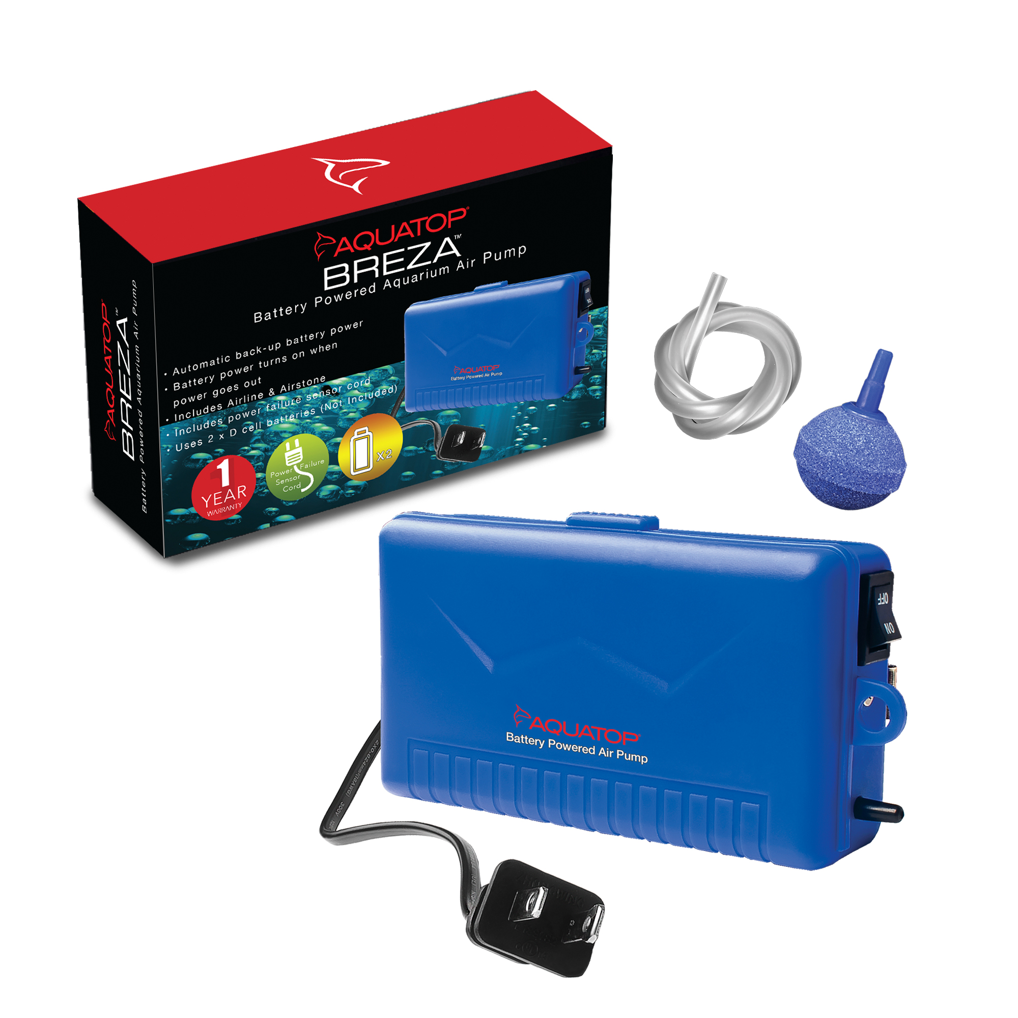 AQUATOP AC-DC-ONE BREZA Battery Powered Air Pump w/ AC Power Failure Sensor
