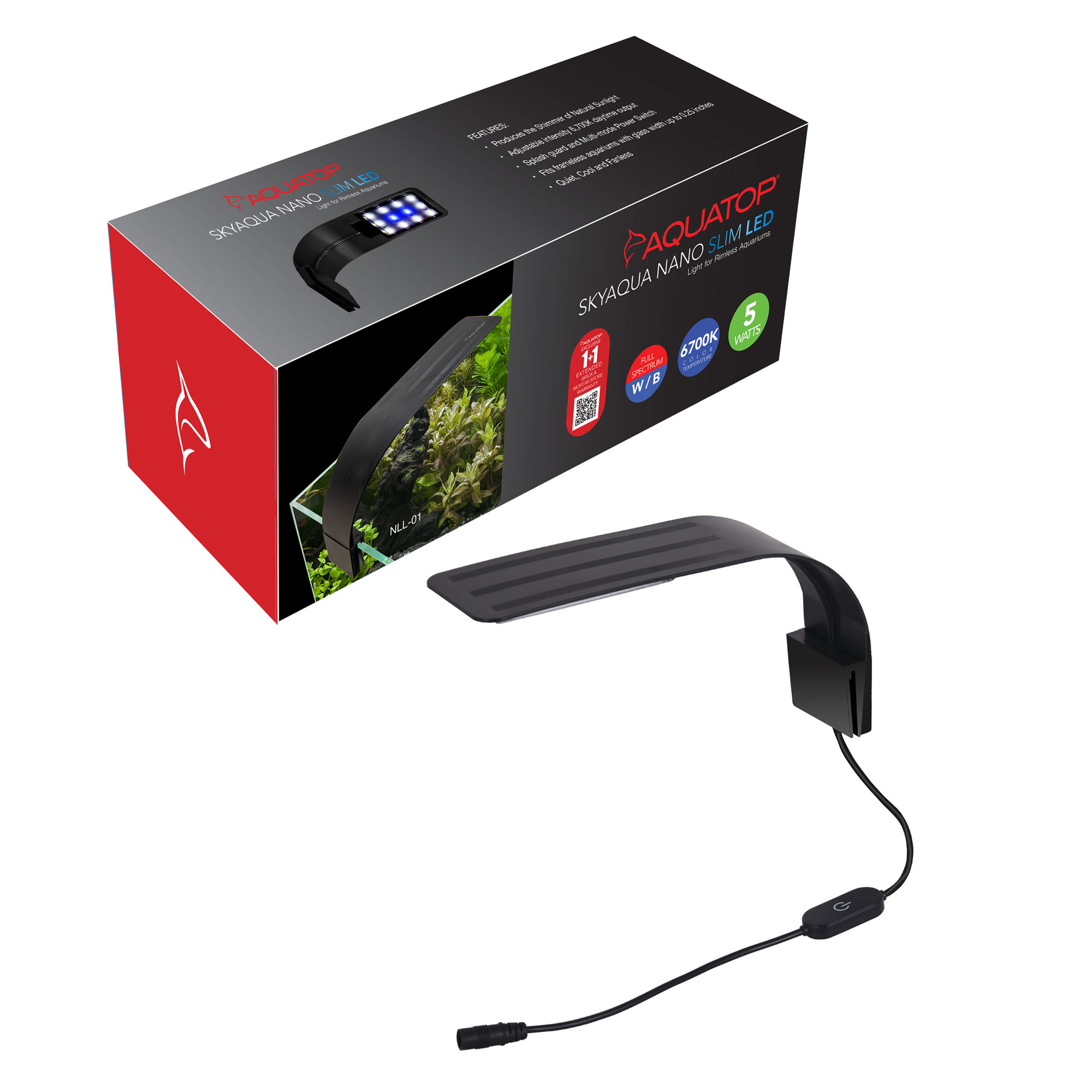 Aquatop NLL-01 SkyAqua Nano Slim LED Light for Rimless Aquariums 5W ...