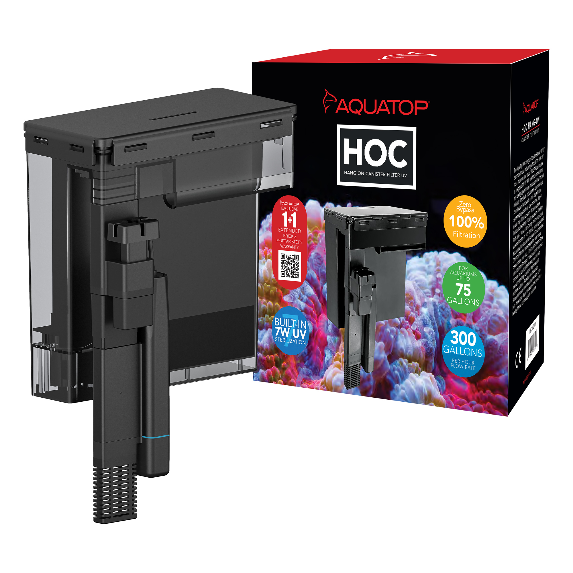 HC300-UV 300 GPH Hang-on Canister Filter w/ 7W UV Sterilizer | Aquatop